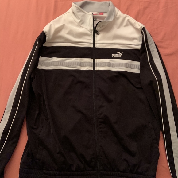 Puma | Jackets & Coats | Puma Black And White Track Jacket Xl | Poshmark